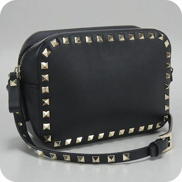 中古 ヴァレンティノ 斜め掛け ショルダーバッグ レディース ブランド VALENTINO ロックスタッズ ブラック バッグ ...
